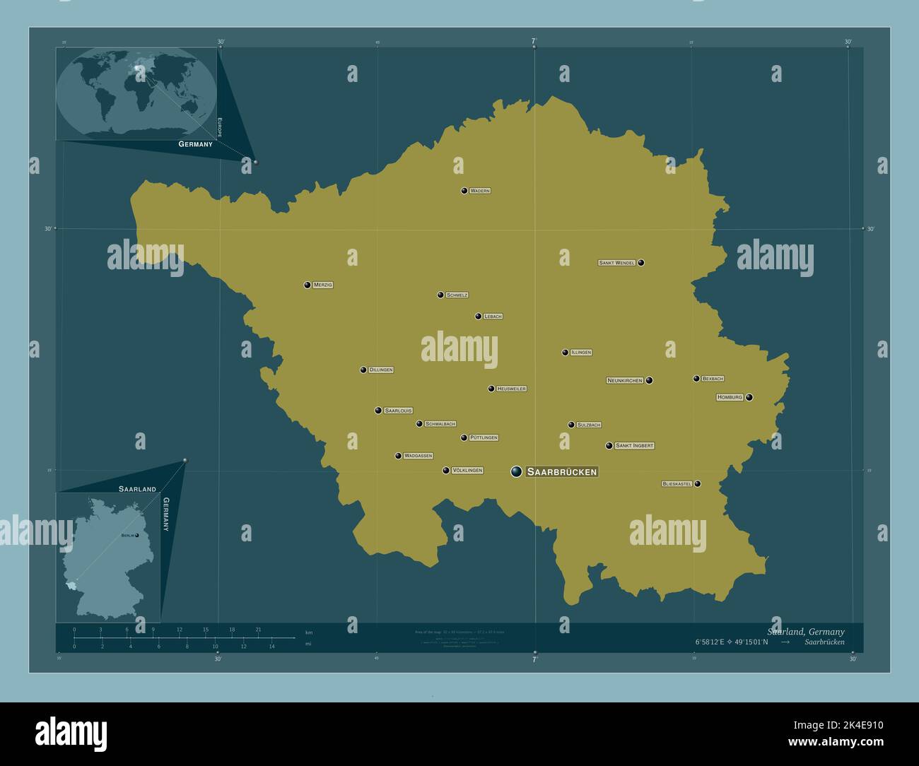 Saarbrücken administrative map hi-res stock photography and images - Alamy