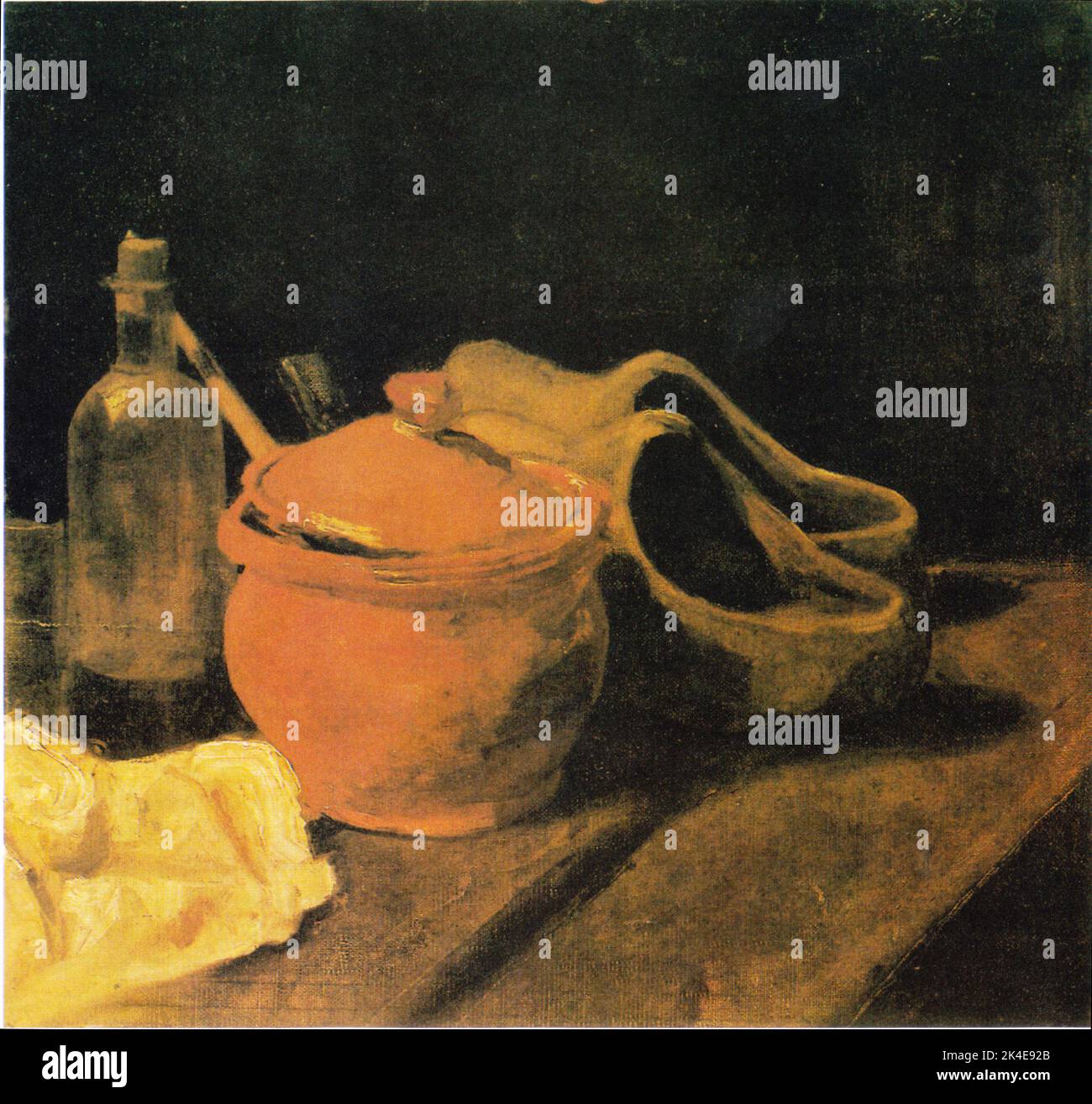 Still Life with a clay pot, bottle and wooden shoes, Vincent Van Gogh ...