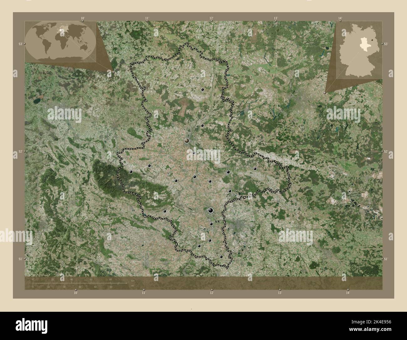 Sachsen-Anhalt, state of Germany. High resolution satellite map ...