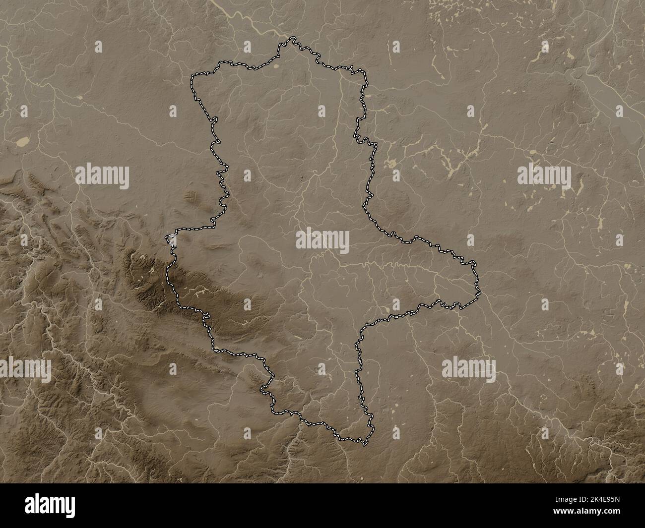 Sachsen-Anhalt, state of Germany. Elevation map colored in sepia tones ...