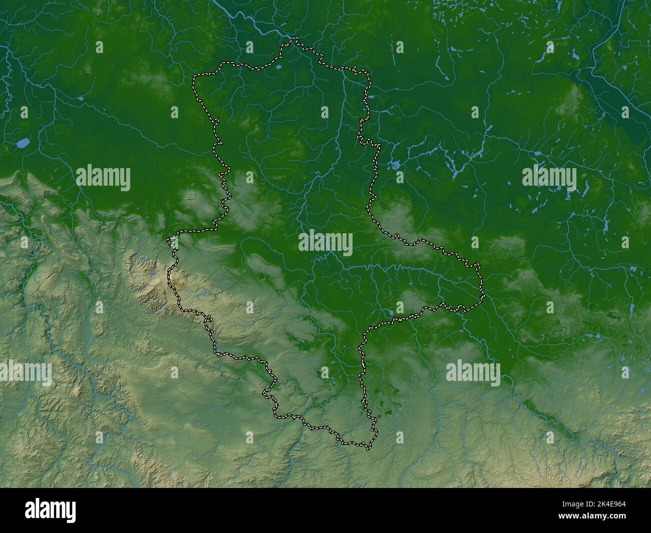 Sachsen-Anhalt, state of Germany. Colored elevation map with lakes and ...