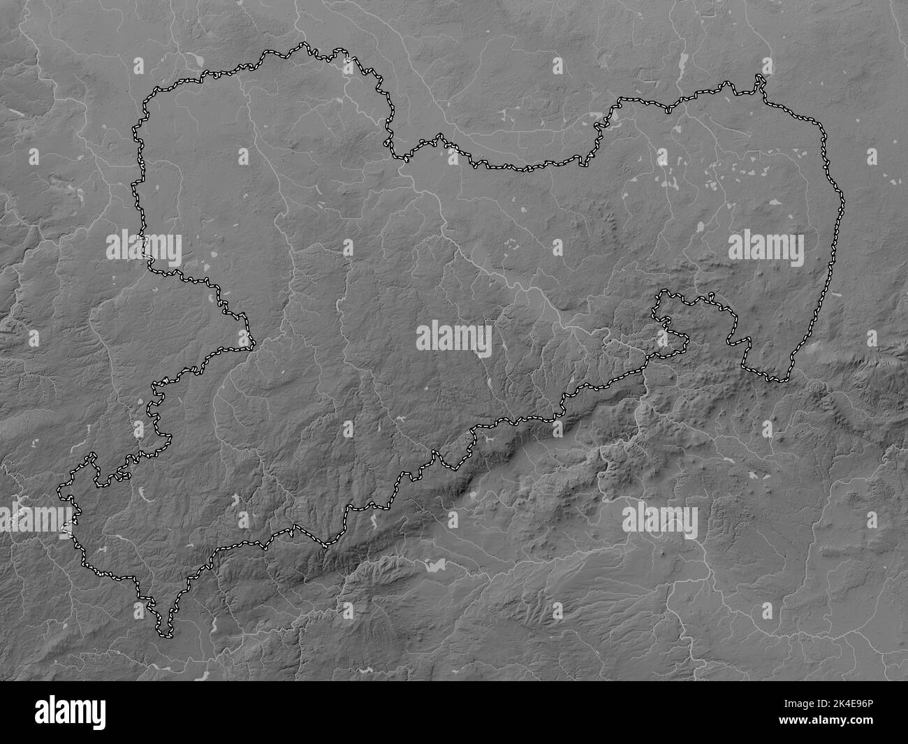 Sachsen, state of Germany. Grayscale elevation map with lakes and ...