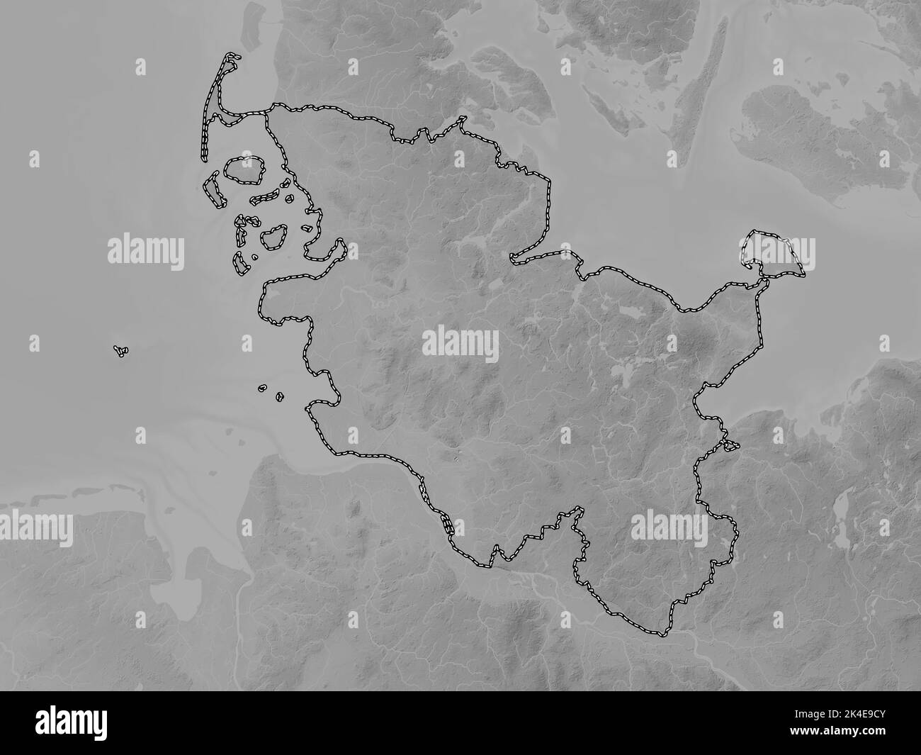 Schleswig-Holstein, state of Germany. Grayscale elevation map with ...