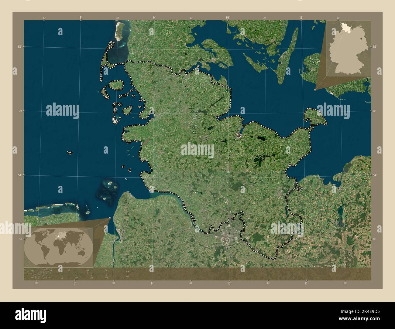 Schleswig-Holstein, state of Germany. High resolution satellite map ...