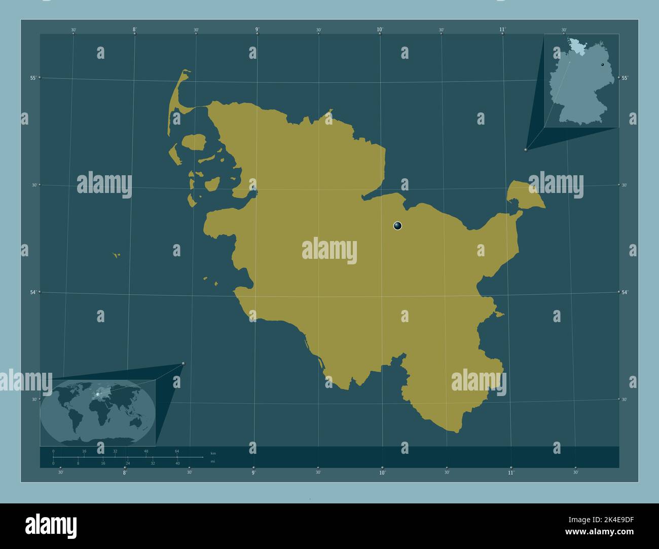 Schleswig-Holstein, state of Germany. Solid color shape. Corner ...