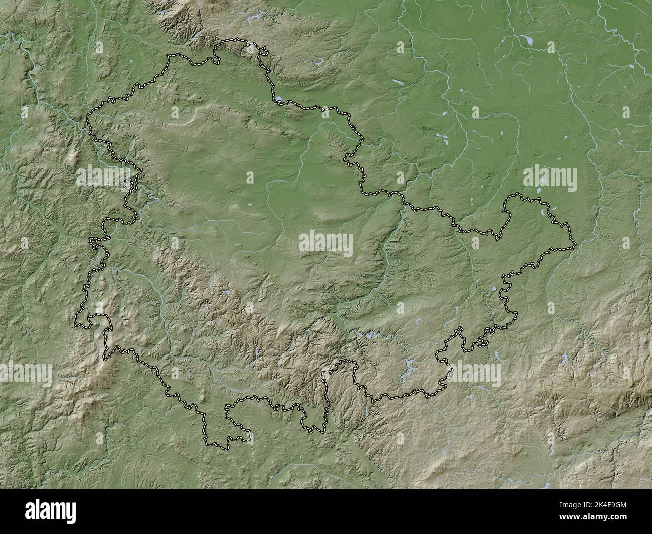 Thuringen, state of Germany. Elevation map colored in wiki style with ...