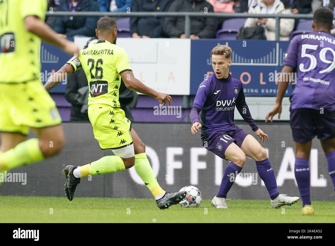 Charleroi's Marco Ilaimaharitra and Anderlecht's Yari Verschaeren fight ...