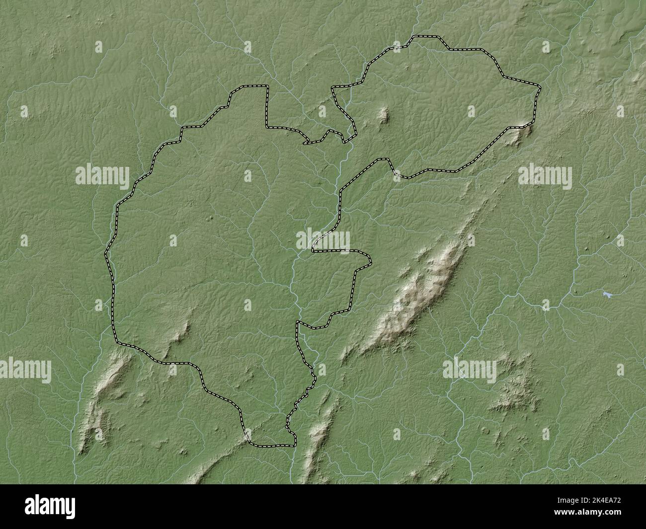 Ahafo, region of Ghana. Elevation map colored in wiki style with lakes ...