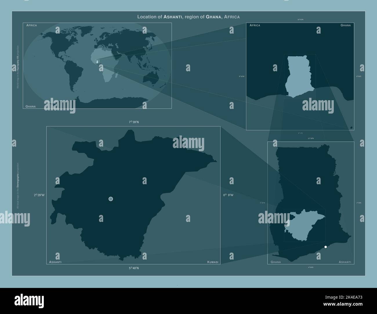 Ashanti, region of Ghana. Diagram showing the location of the region on ...