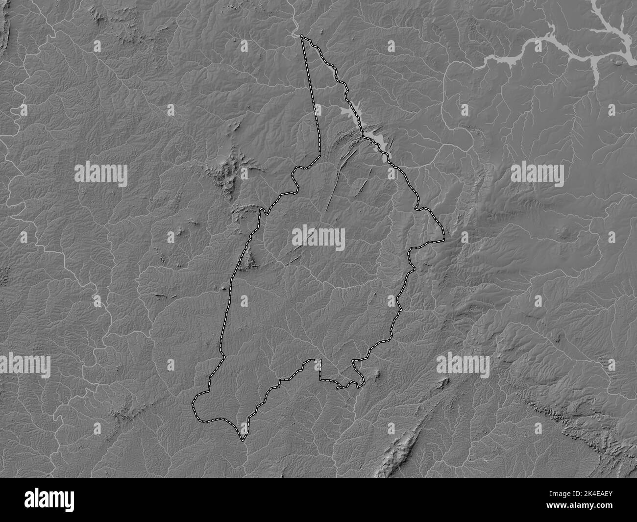 Bono, region of Ghana. Bilevel elevation map with lakes and rivers ...