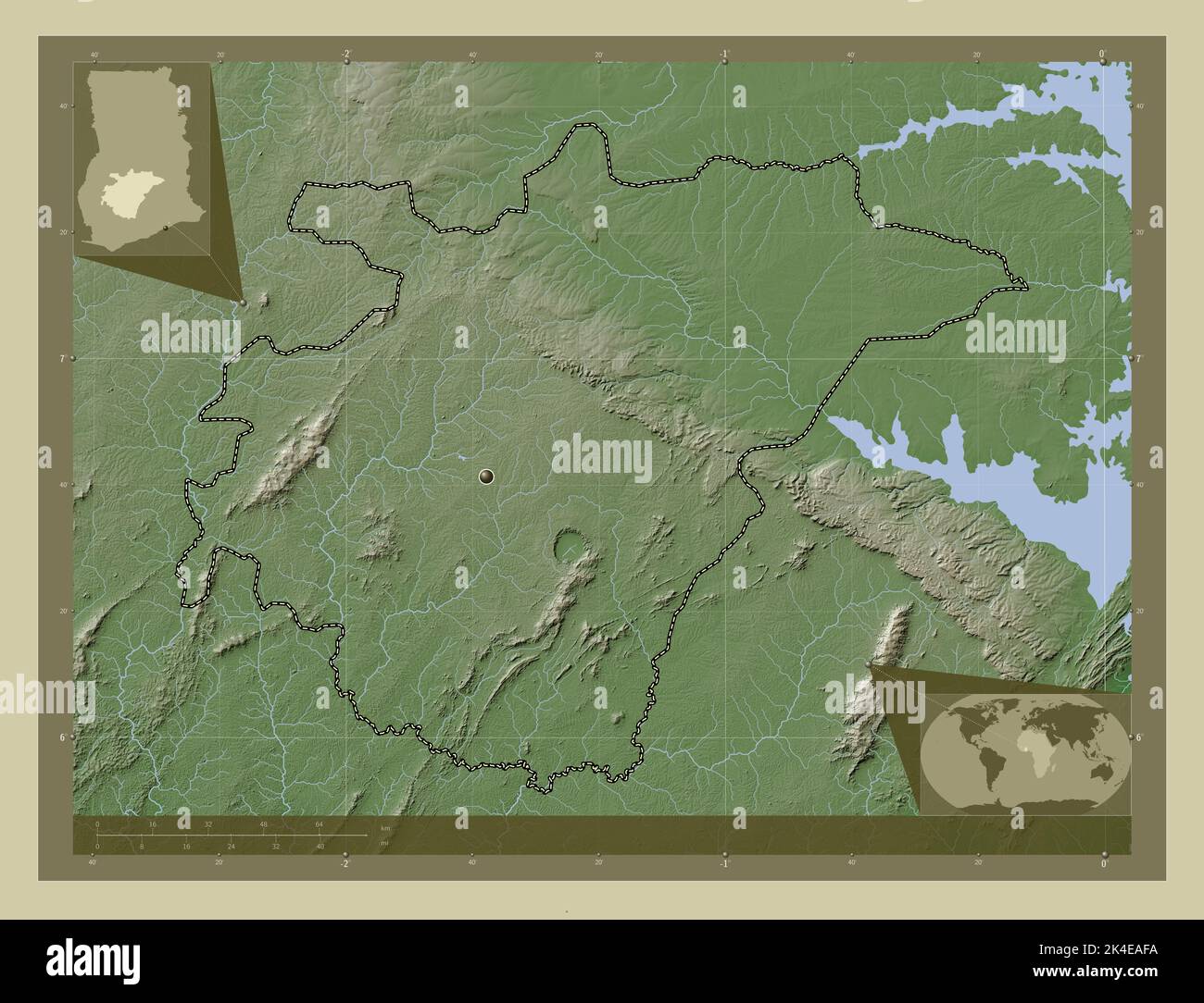 Ashanti, region of Ghana. Elevation map colored in wiki style with ...