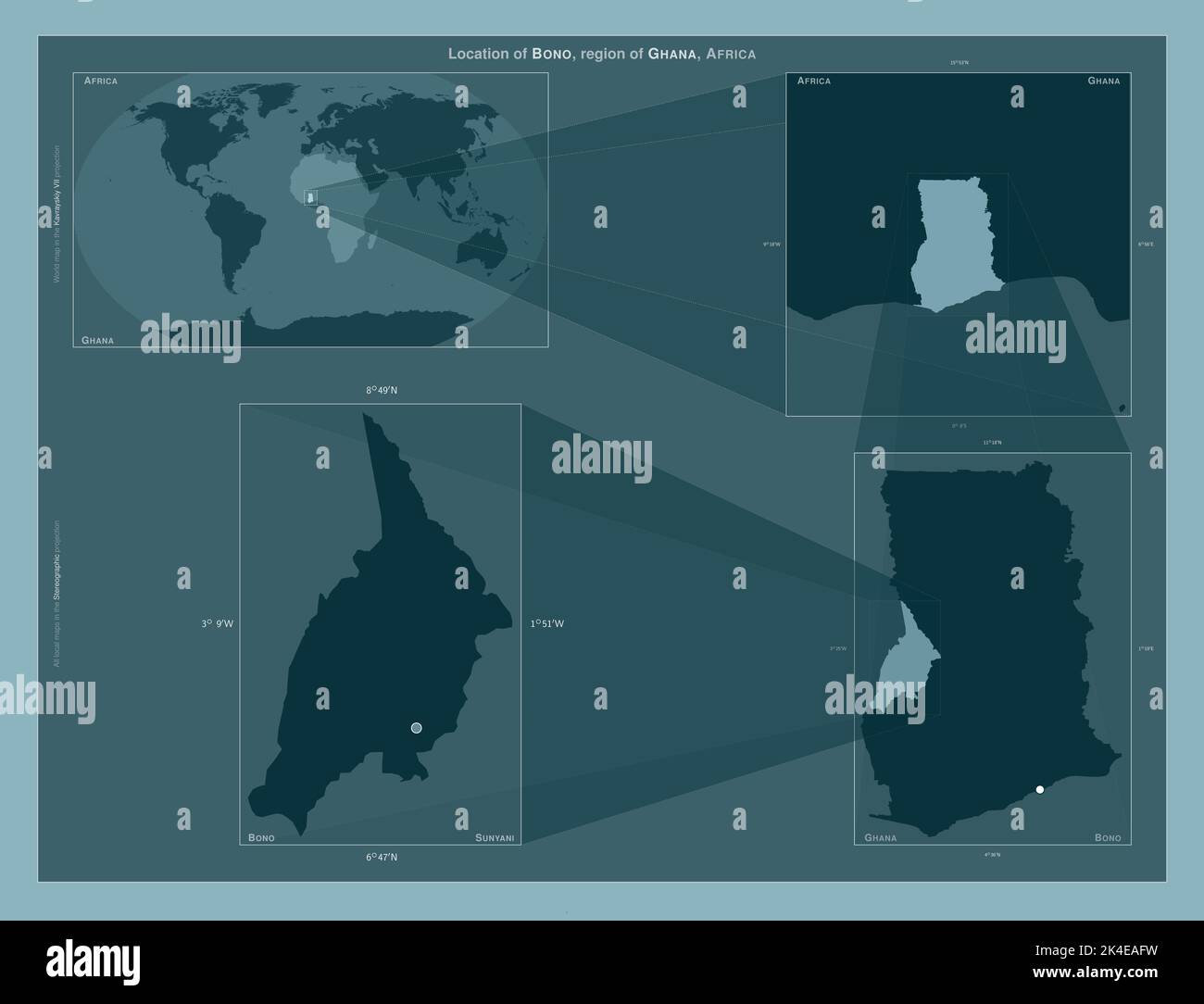 Bono, region of Ghana. Diagram showing the location of the region on ...