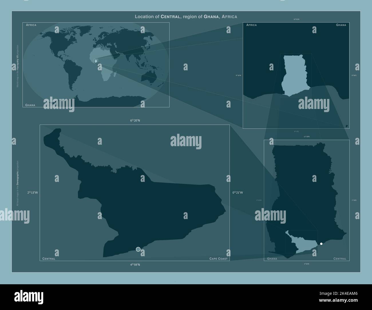 Central, region of Ghana. Diagram showing the location of the region on ...