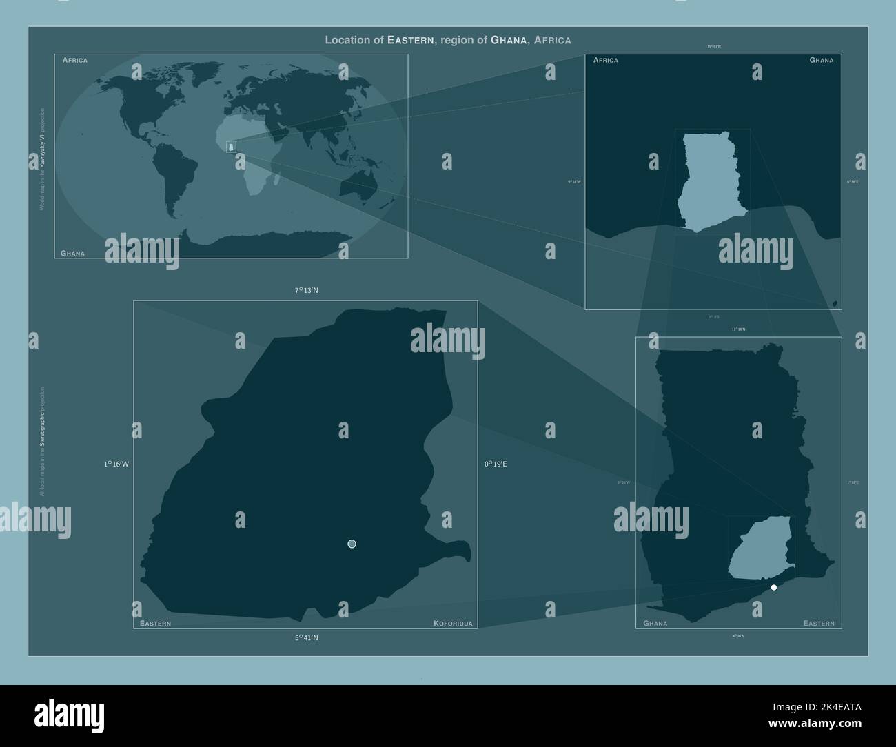 Eastern, region of Ghana. Diagram showing the location of the region on ...
