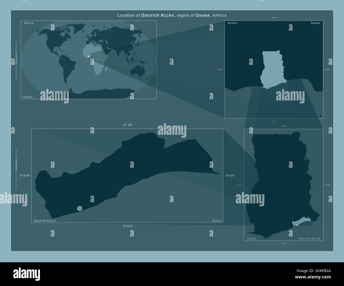Greater Accra, region of Ghana. Diagram showing the location of the ...