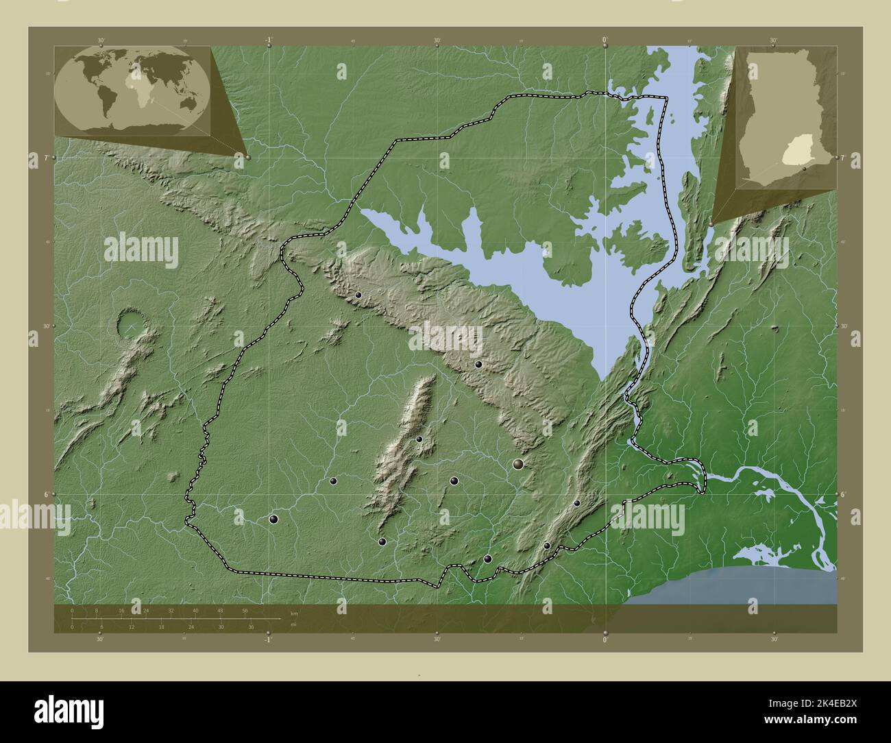Eastern, region of Ghana. Elevation map colored in wiki style with ...