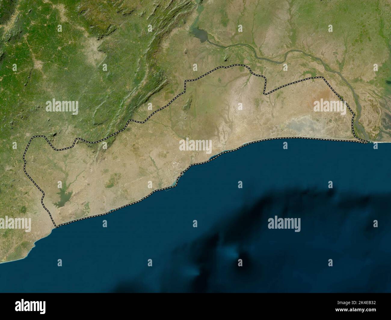Greater Accra, region of Ghana. Low resolution satellite map Stock ...