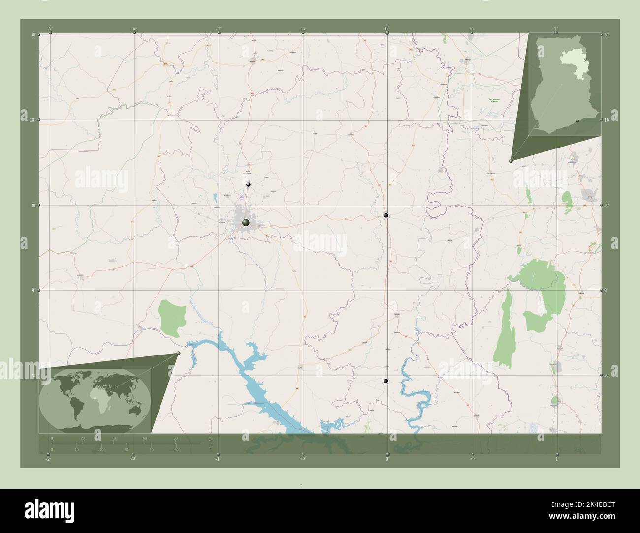 Northern, region of Ghana. Open Street Map. Locations of major cities ...