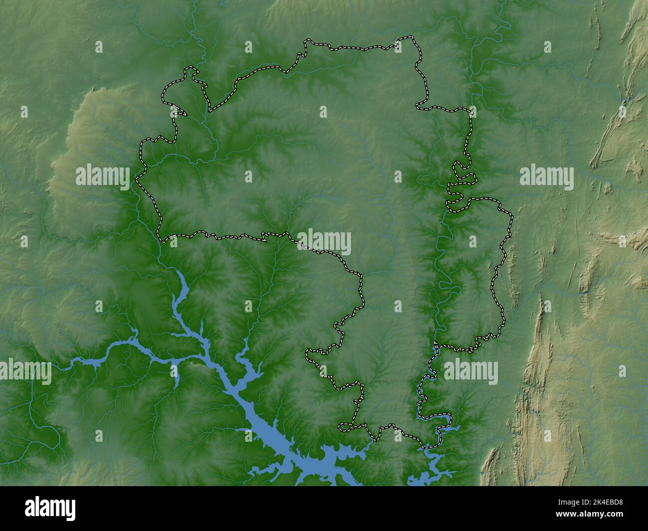 Northern, region of Ghana. Colored elevation map with lakes and rivers ...