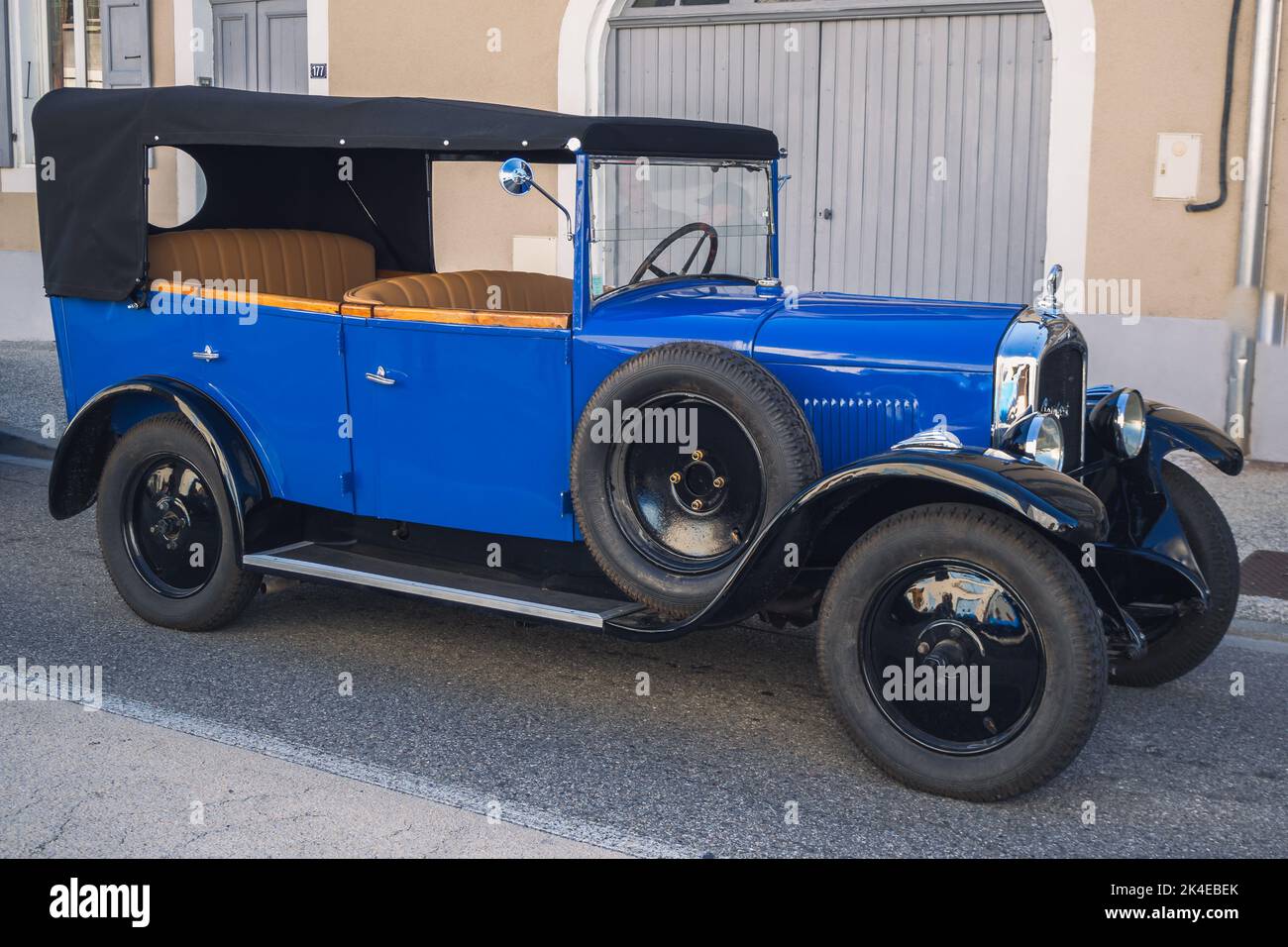 Loriol sur Drome, France - 17 September, 2022: Vintage Blue Peugeot 190 ...