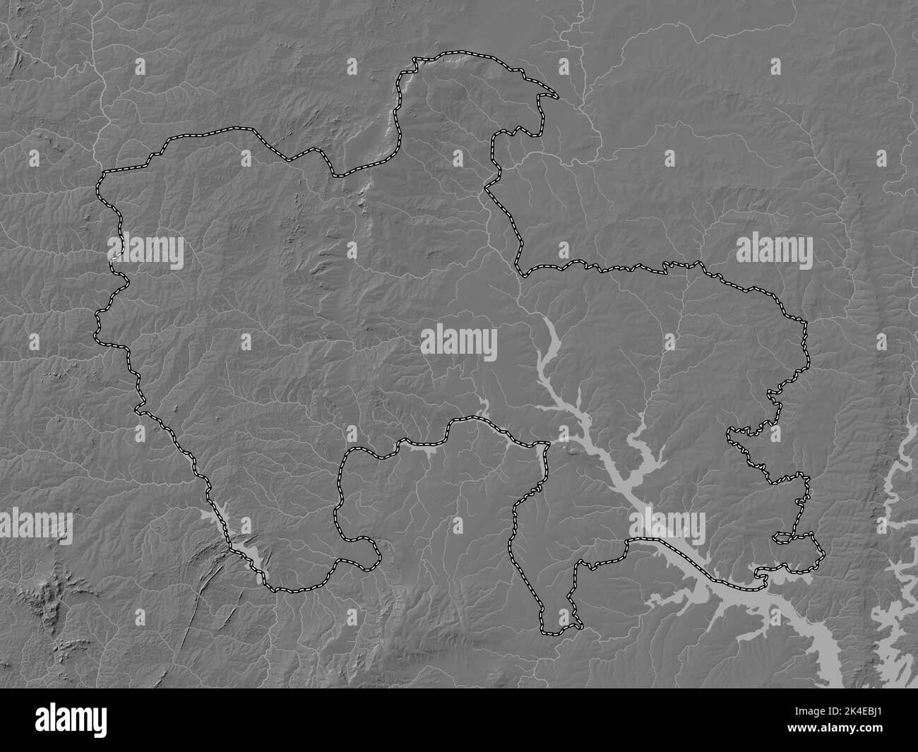 Savannah, region of Ghana. Bilevel elevation map with lakes and rivers ...