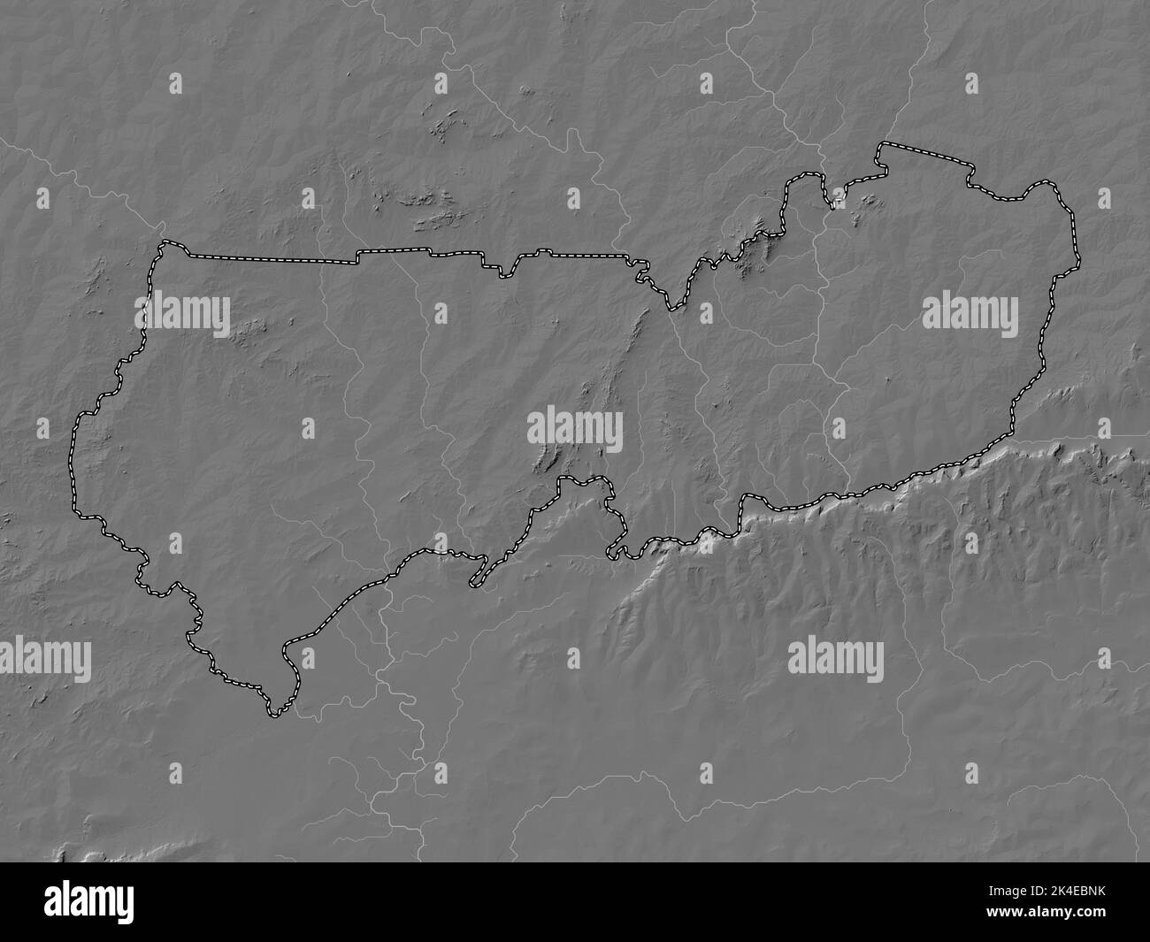 Upper East, region of Ghana. Bilevel elevation map with lakes and ...