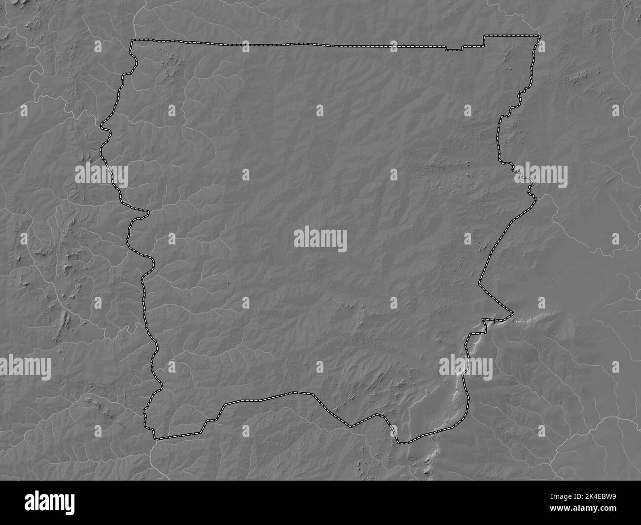 Upper West, region of Ghana. Bilevel elevation map with lakes and ...