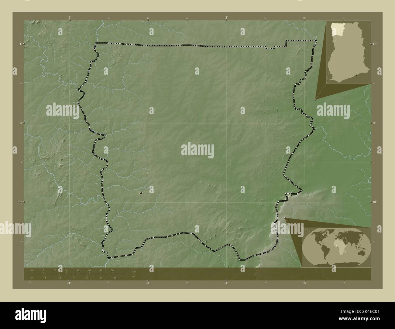 Upper West, region of Ghana. Elevation map colored in wiki style with ...