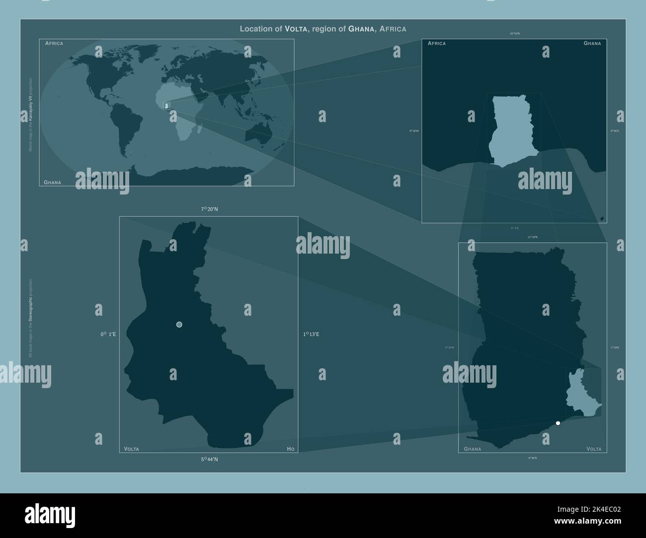 Volta, region of Ghana. Diagram showing the location of the region on ...