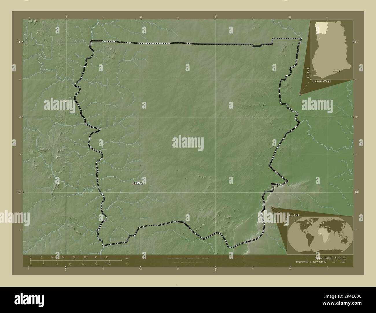 Upper West, region of Ghana. Elevation map colored in wiki style with ...