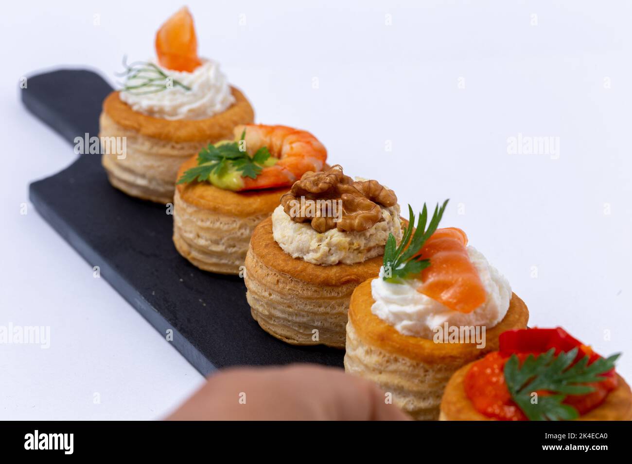 decorated vol au vent on slate, Vol au vent, bite with finger food ...