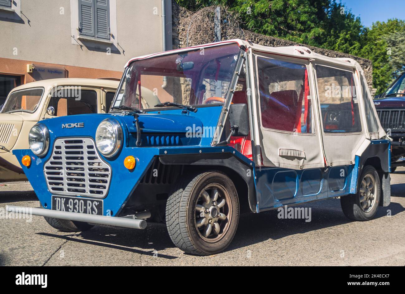 Loriol sur Drome, France - 17 September, 2022: Vintage Blue Mini Moke ...
