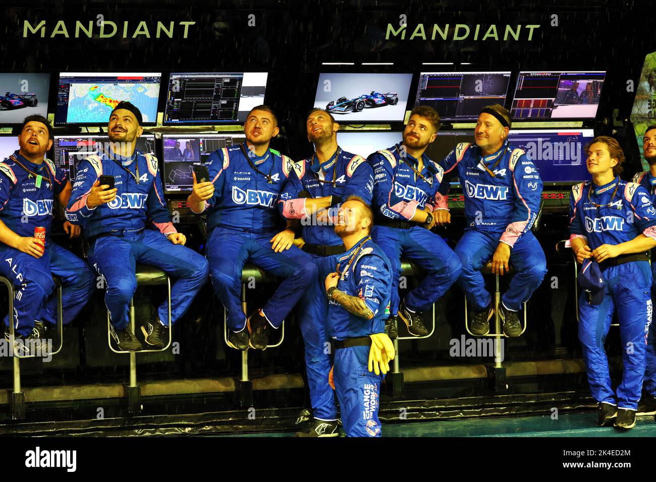 Singapore, Singapore. 02nd Oct, 2022. Alpine F1 Team mechanics on the ...