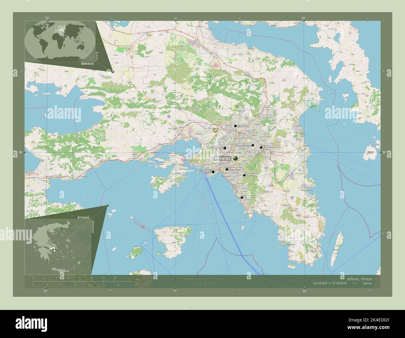 Athens, decentralized administration of Greece. Open Street Map ...