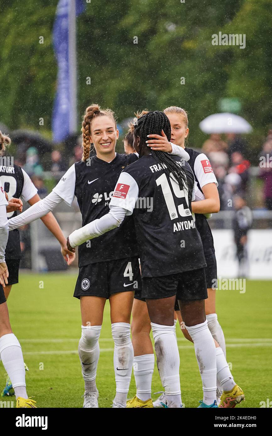 Frankfurt, Germany. 02nd Oct, 2022. Frankfurt, Germany, October 2nd 2022: Players of Eintracht ...