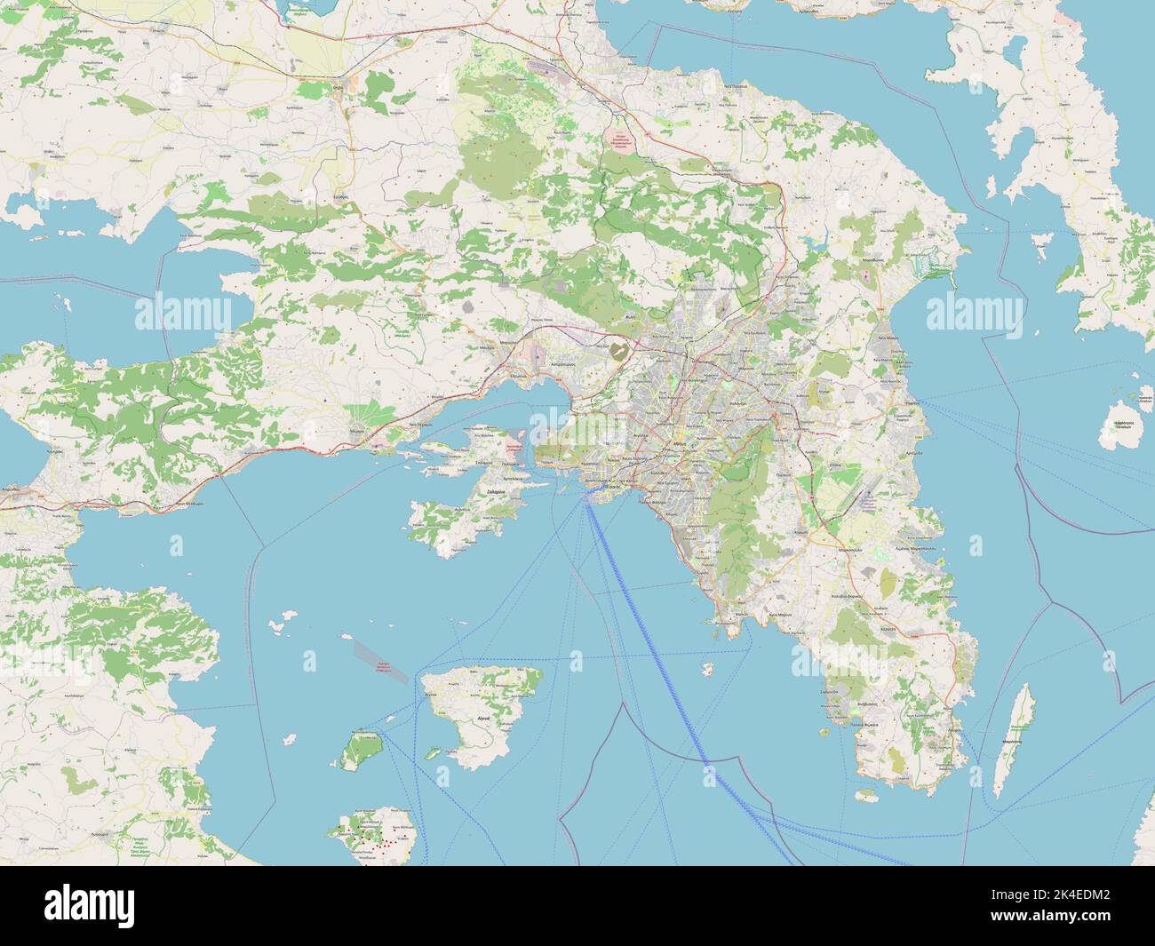 Athens, decentralized administration of Greece. Open Street Map Stock ...