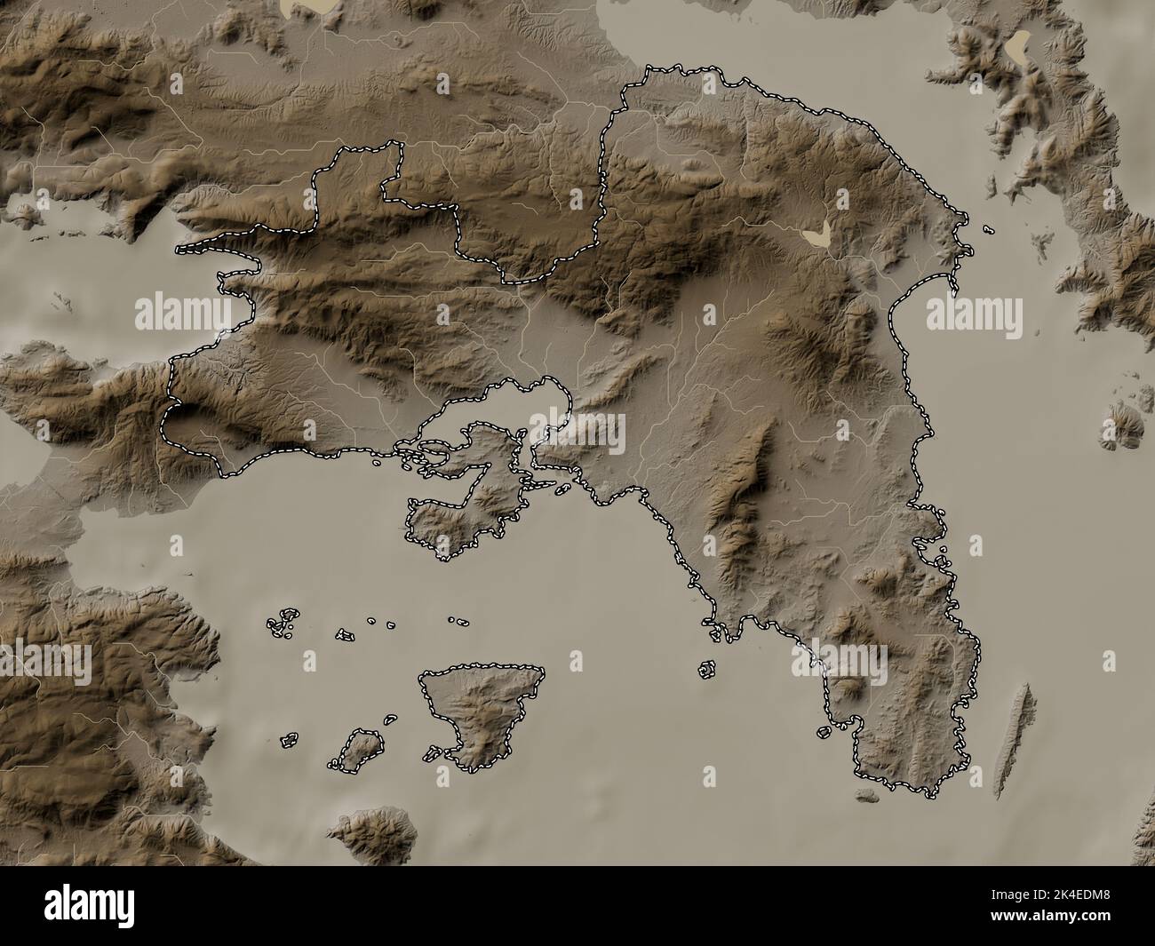 Athens, decentralized administration of Greece. Elevation map colored ...