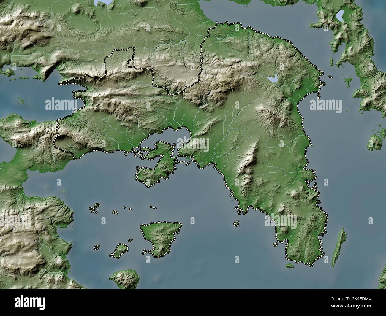 Athens, decentralized administration of Greece. Elevation map colored in wiki style with lakes ...