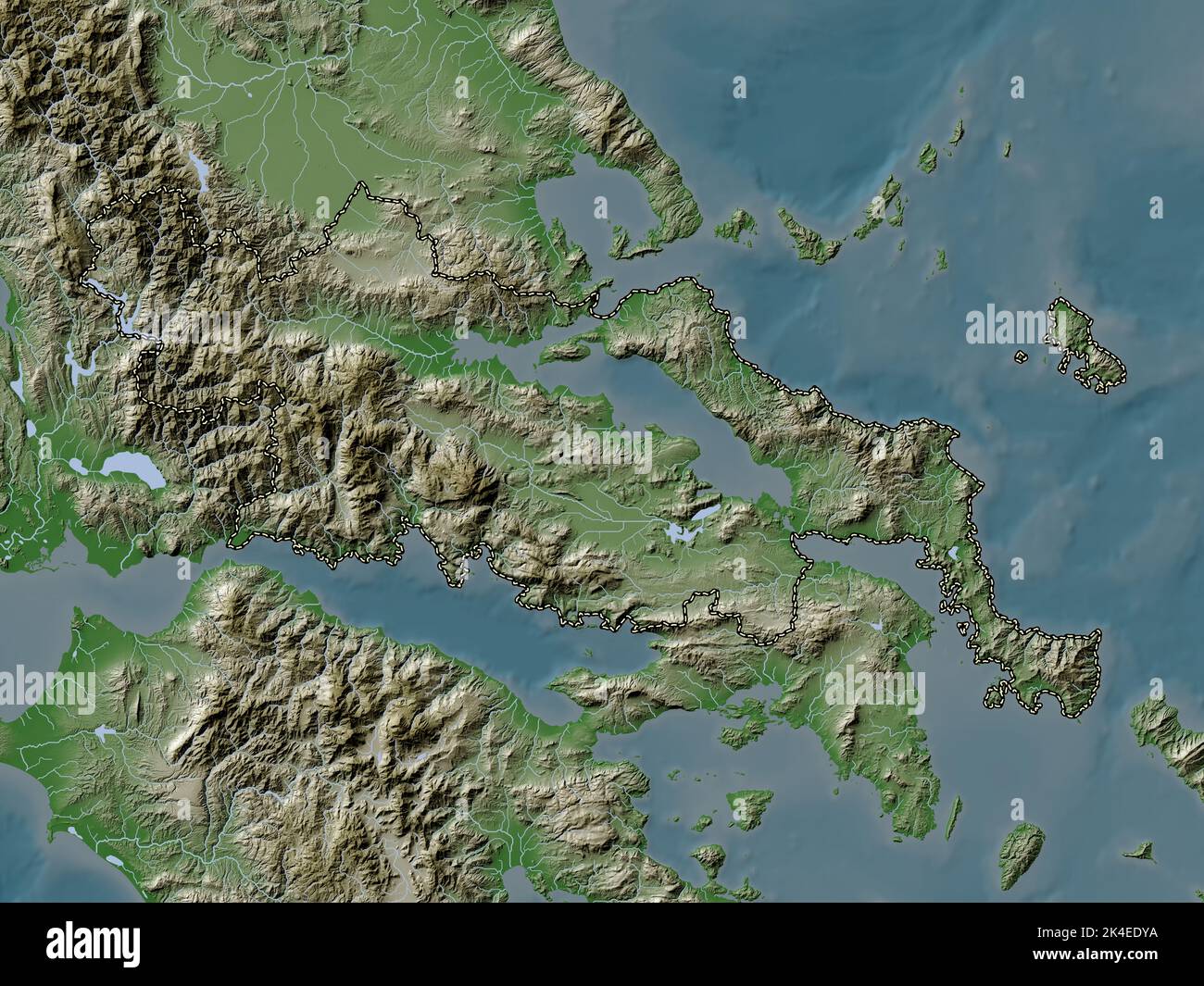 Central Greece, decentralized administration of Greece. Elevation map ...