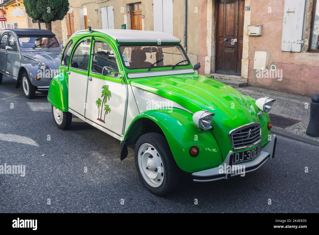 Loriol sur Drome, France - 17 September, 2022: Vintage Green Citroen ...