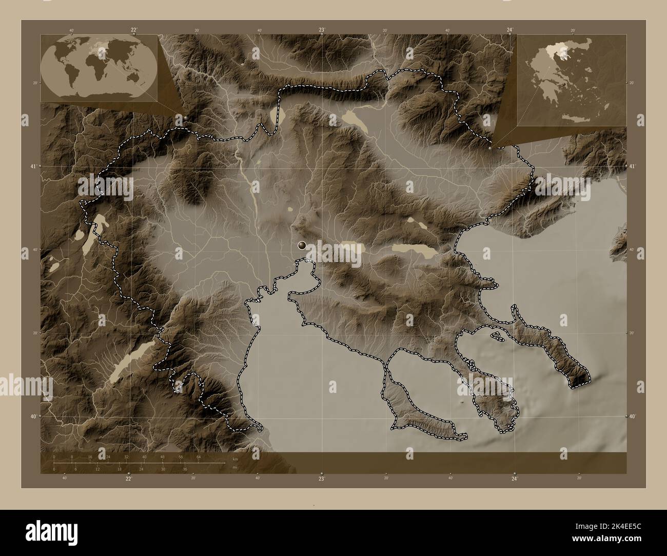 Central Macedonia, decentralized administration of Greece. Elevation ...