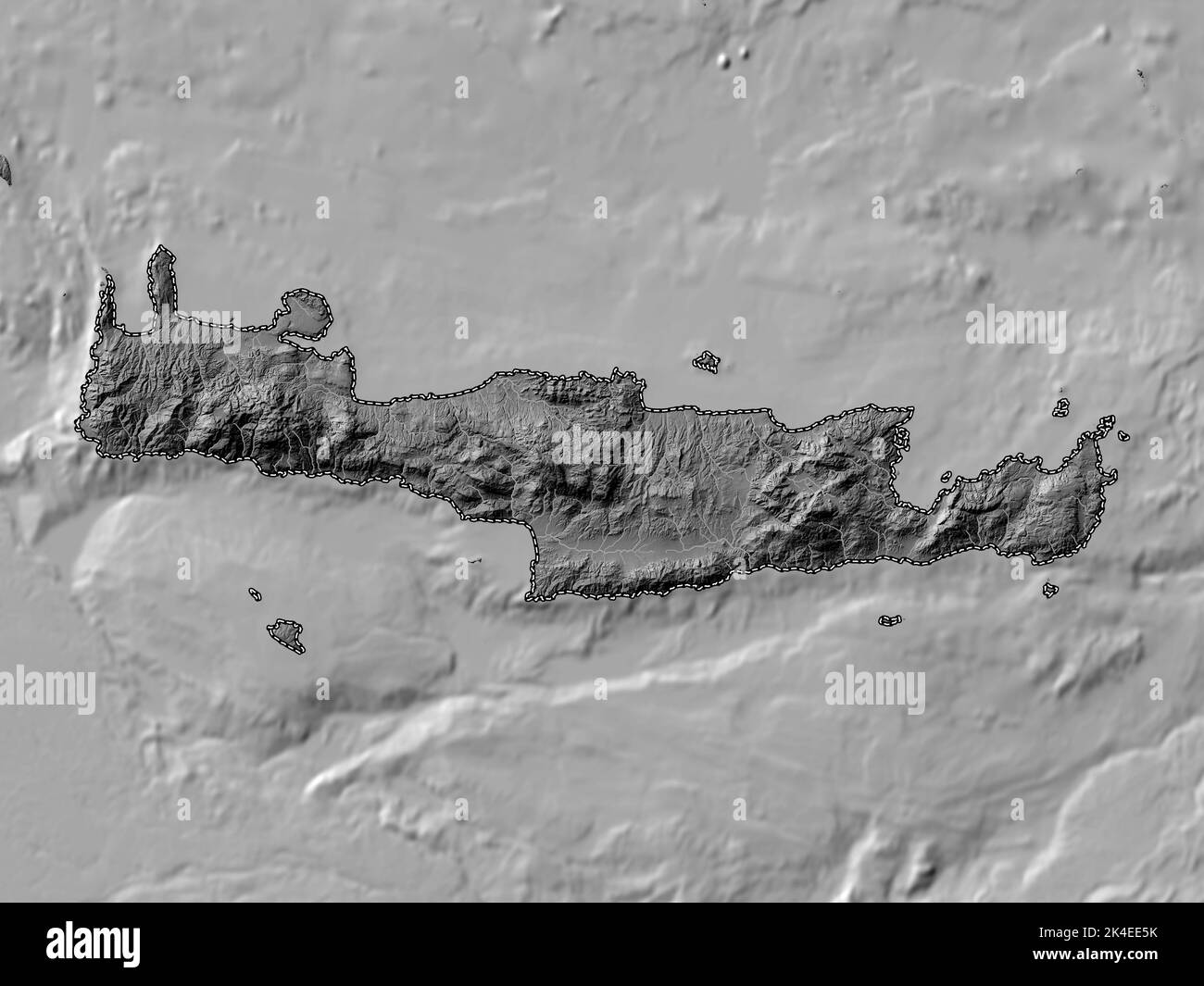 Crete, decentralized administration of Greece. Bilevel elevation map ...