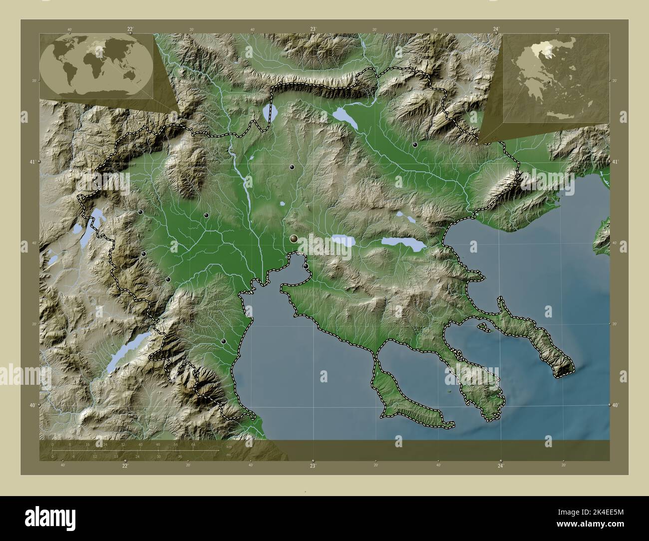 Central Macedonia, decentralized administration of Greece. Elevation ...