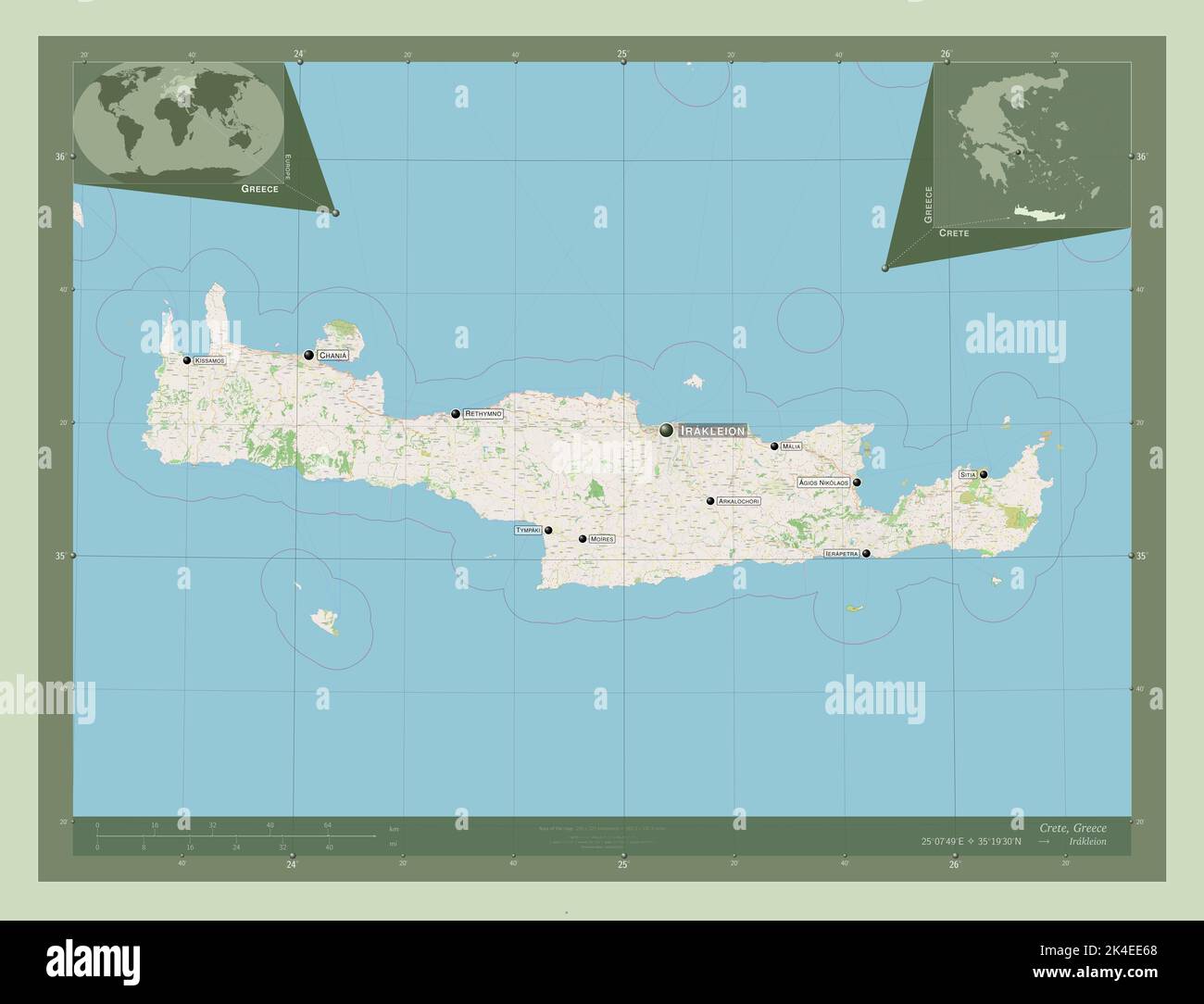 Crete, decentralized administration of Greece. Open Street Map ...