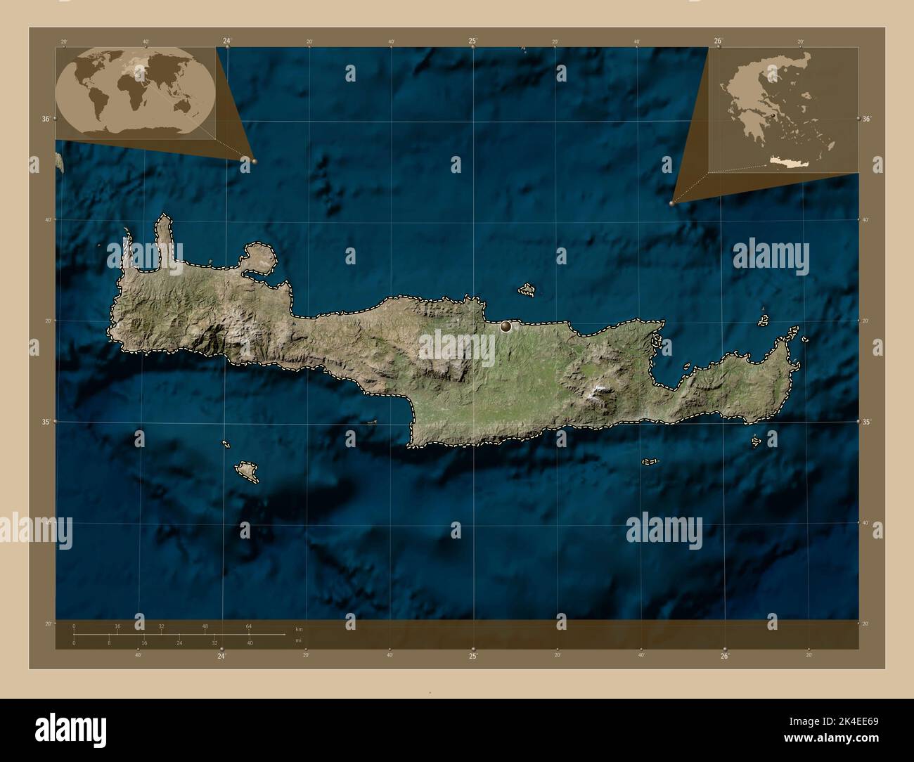 Crete, decentralized administration of Greece. Low resolution satellite ...