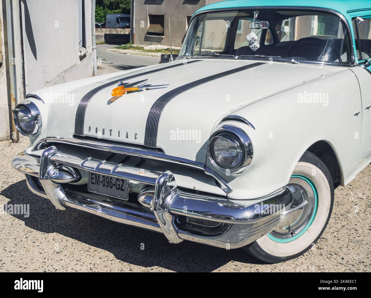 Loriol sur Drome, France - 17 September, 2022: Vintage white and blue ...
