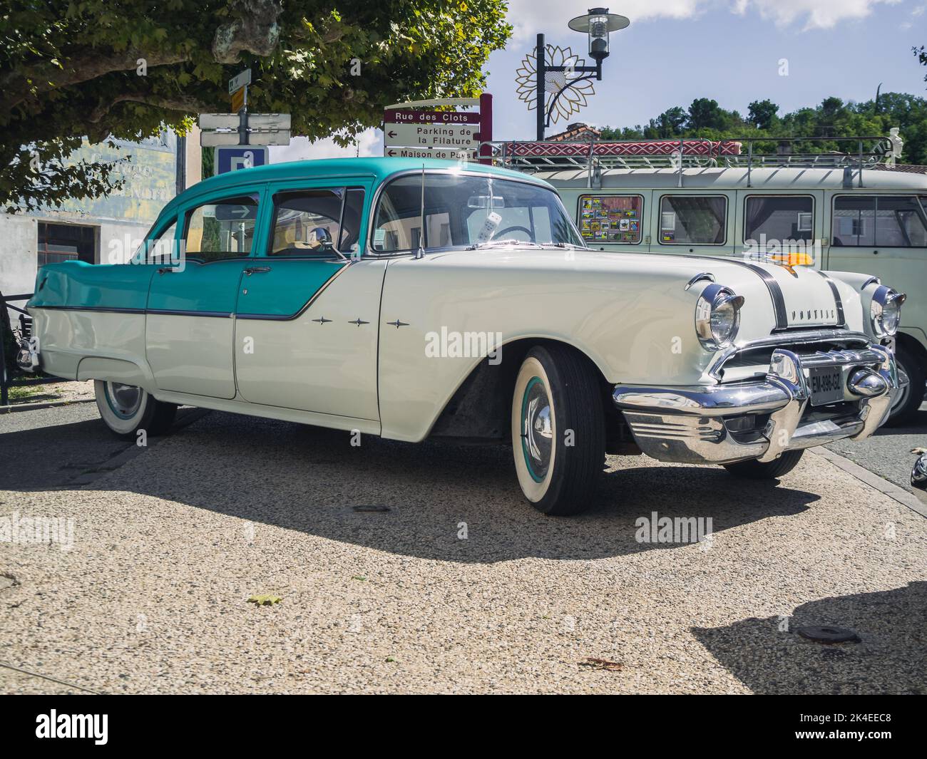 Loriol sur Drome, France - 17 September, 2022: Vintage white and blue ...