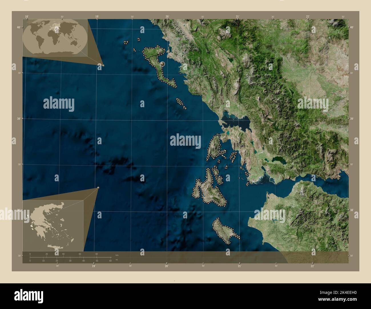 Ionian Islands, decentralized administration of Greece. High resolution ...