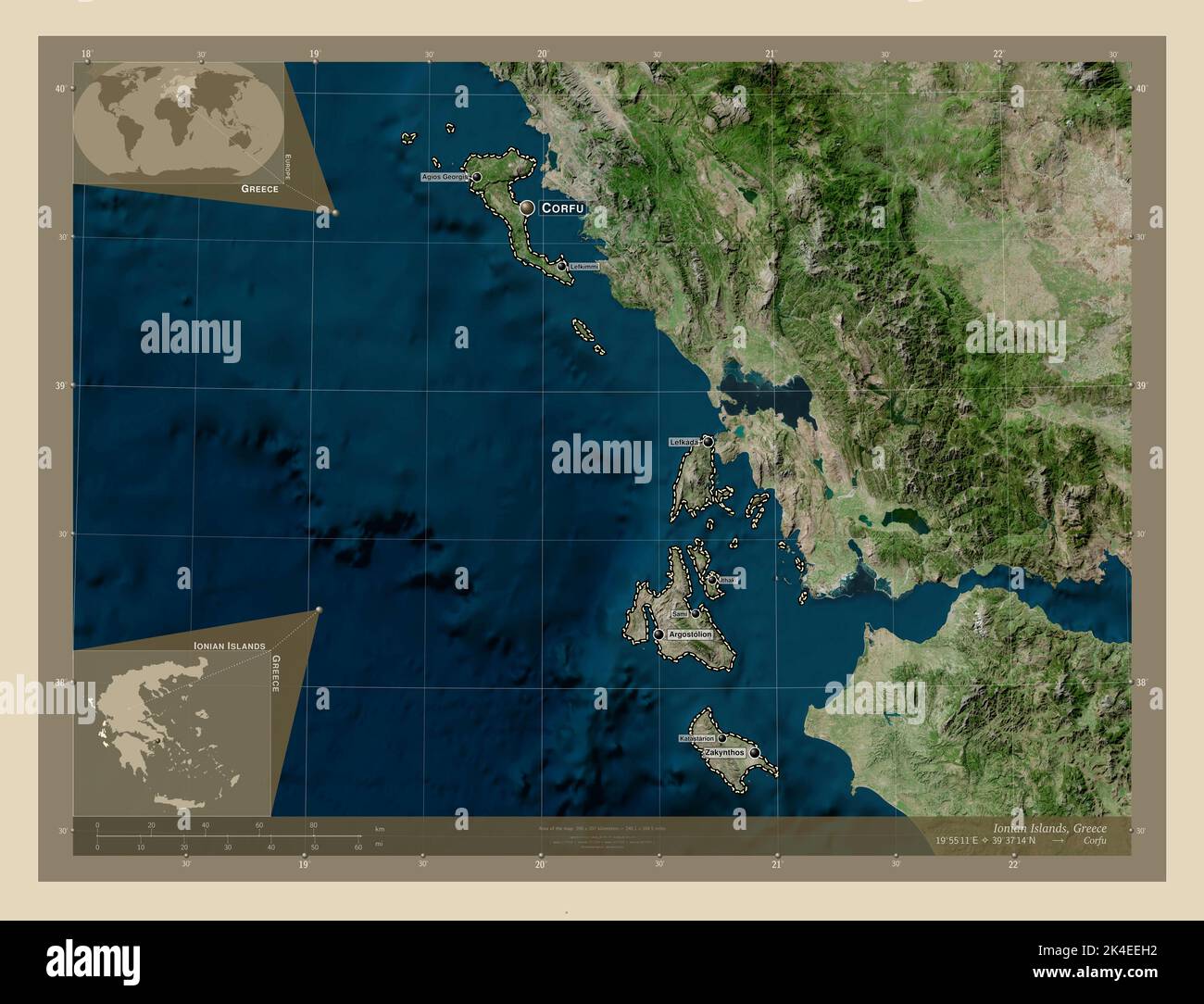 Ionian Islands, decentralized administration of Greece. High resolution ...