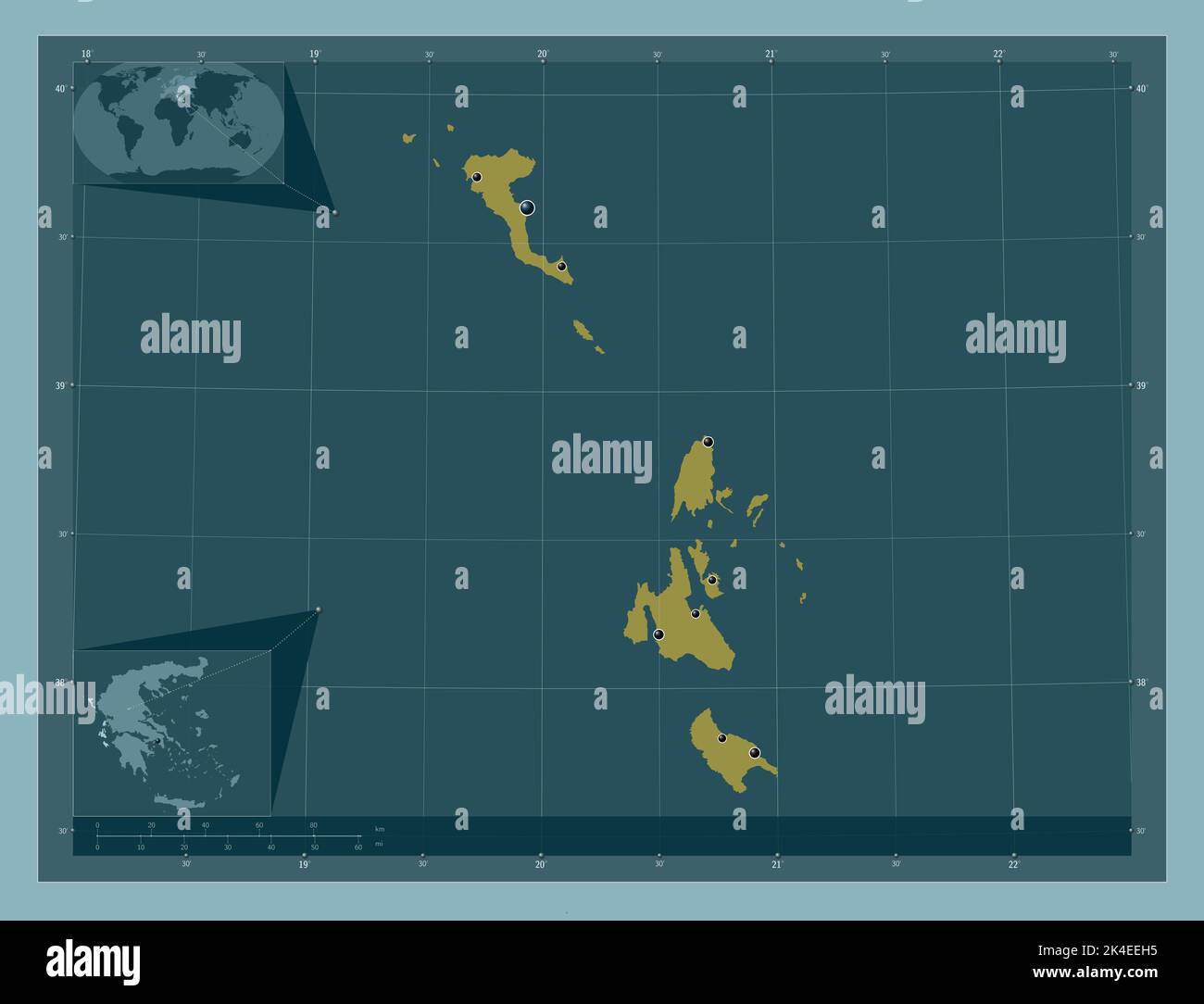 Ionian Islands, decentralized administration of Greece. Solid color ...